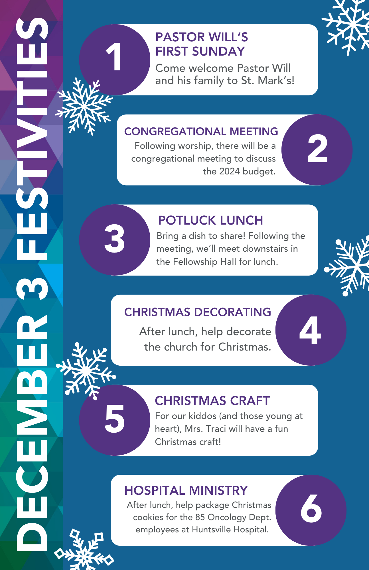 December 3 Festivities - St. Mark's Lutheran Church